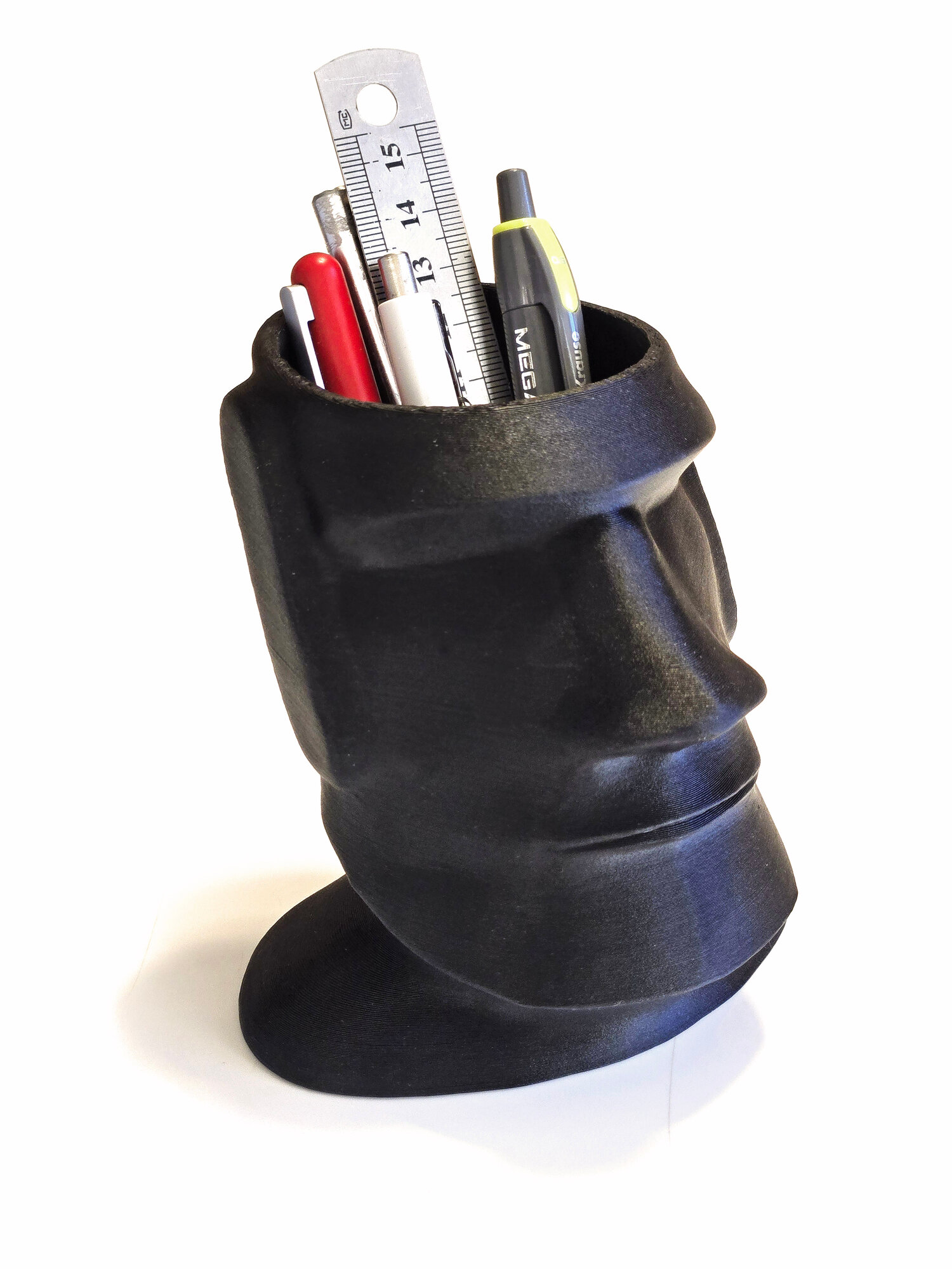 Карандашница в виде истукана Моаи с острова Пасхи, 3D печать, 11 см, черный матовый