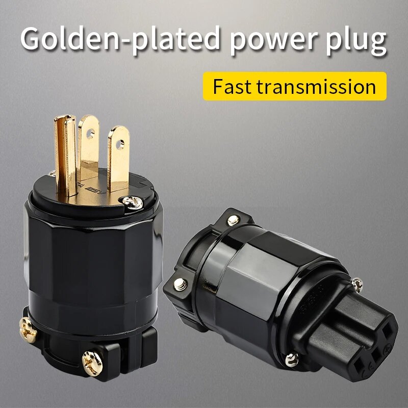 Вилка питания YYAUDIO FI-11 24К золото, US Plug