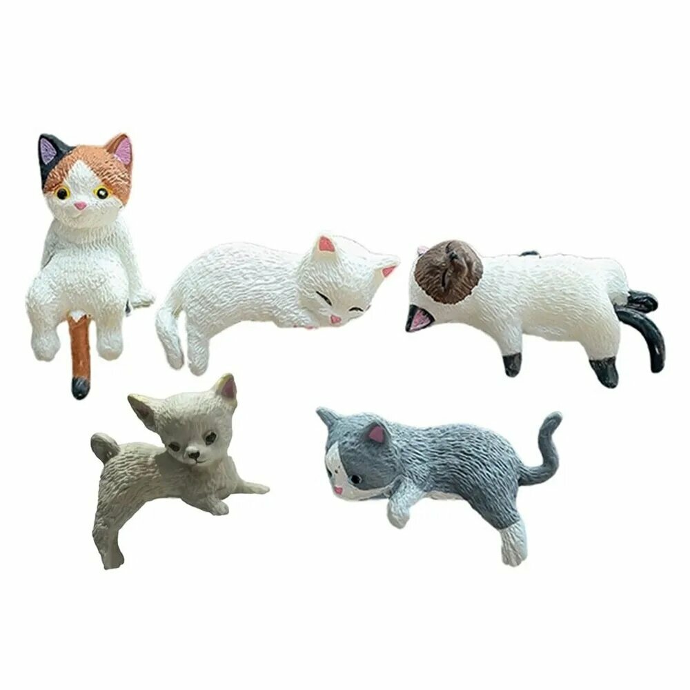 Фигурки кошек для декора монитора, миниатюрные фигурки собак, украшения для стола, талисманы для дома и офиса, Боковая кошка