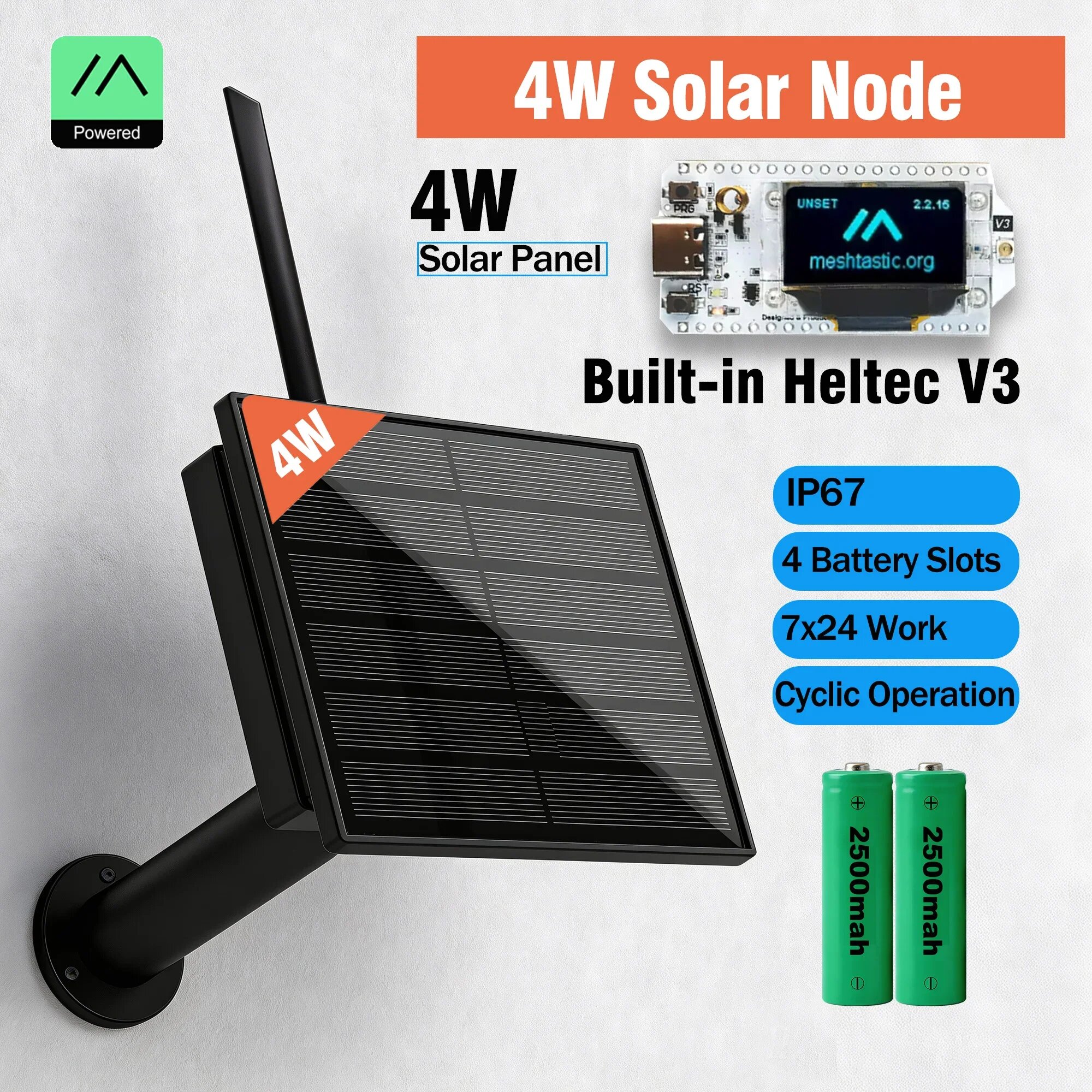 Солнечная панель с модулем LoRa и аккумулятором, водонепроницаемая, для наружного использования, Heltec 868Mhz LoRaWAN Meshtastic, для передачи данных на удаленные фермы и ранчо