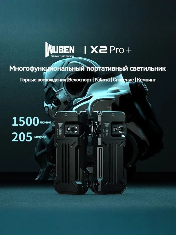 WUBEN X2 Pro+ Фонарь ручной 1500 люмен 205 метров, для кемпинга, работы, с зарядкой и аккумулятором