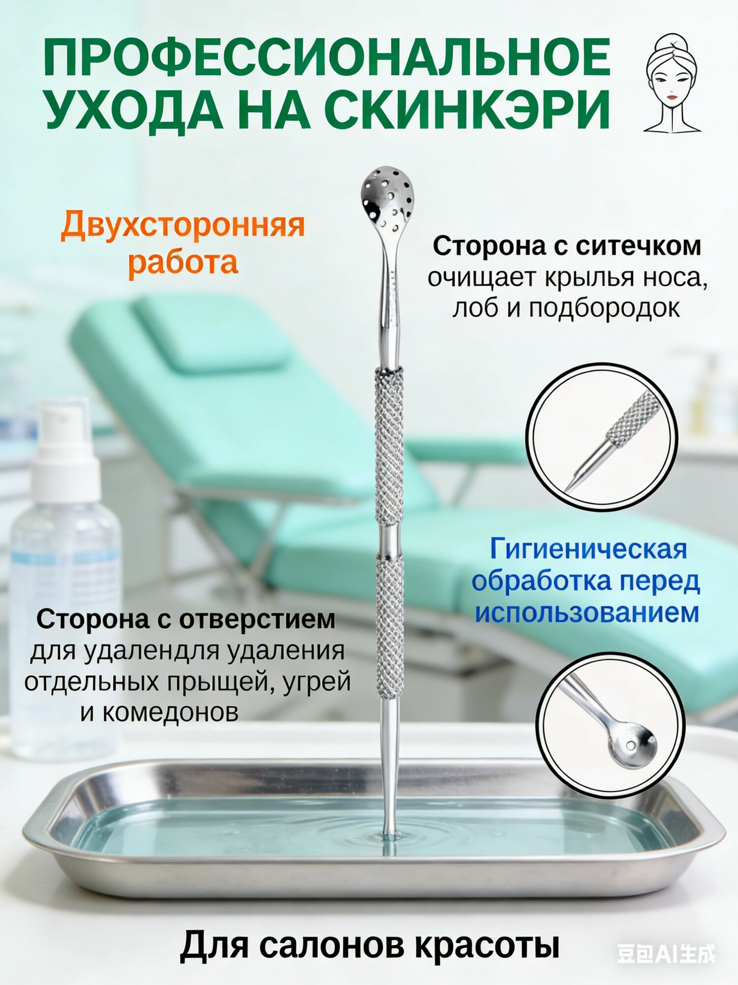 Ложка-помощник Уно для чистки лица удаление черных точек и загрязнений