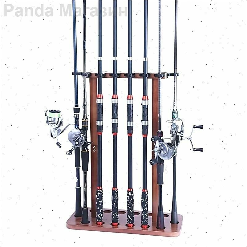 Массив дерева 8 14-позиционный напольный держатель для удочки-краска из орехового дерева-14-позиционный