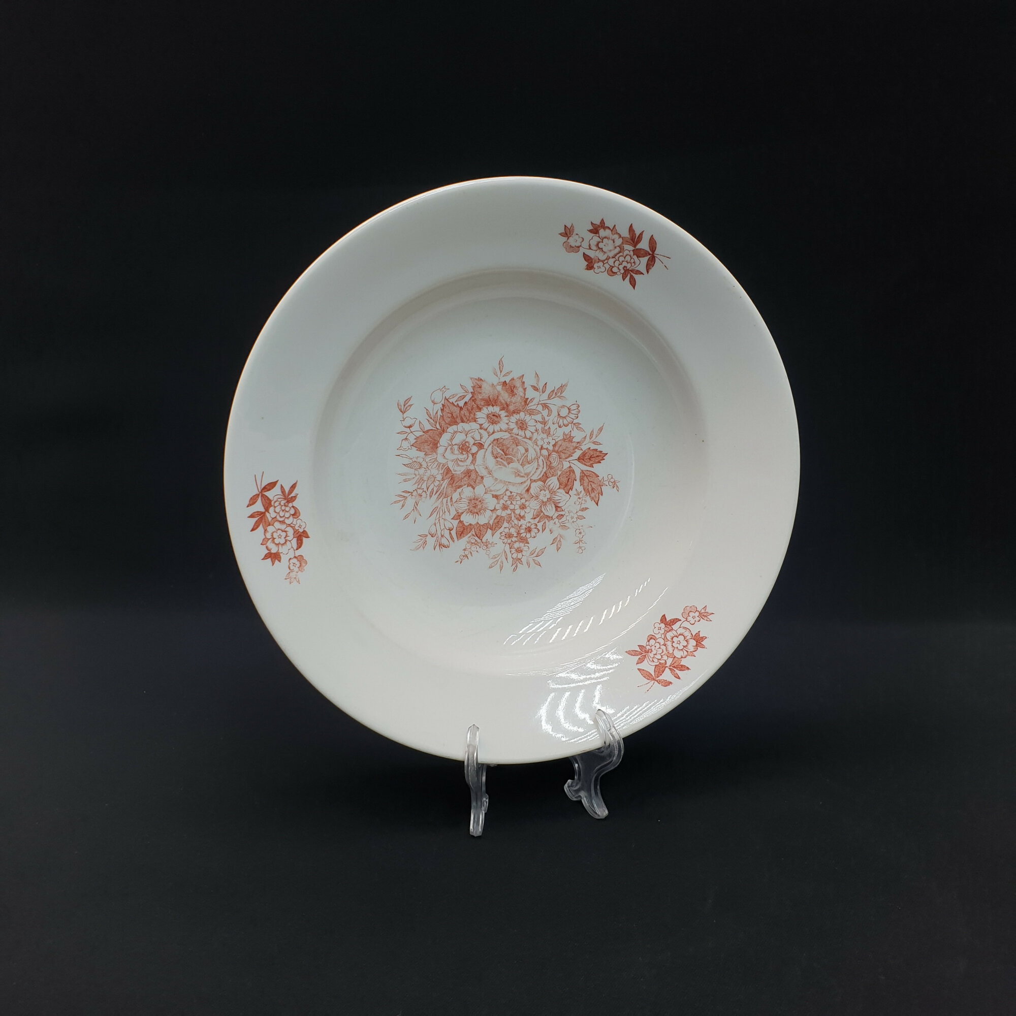 Винтажная суповая тарелка, Вербилки 1951-1954 г, фарфор, деколь, СССР.