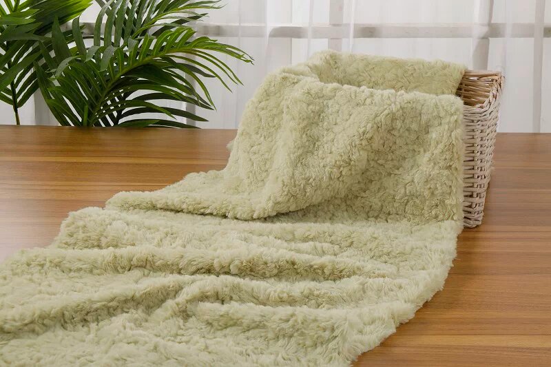 Матча-зеленая толстая фальшивая кроличья шерстяная ткань для DIY кукол, мягкая велюровая текстура, рулон 1м, премиум