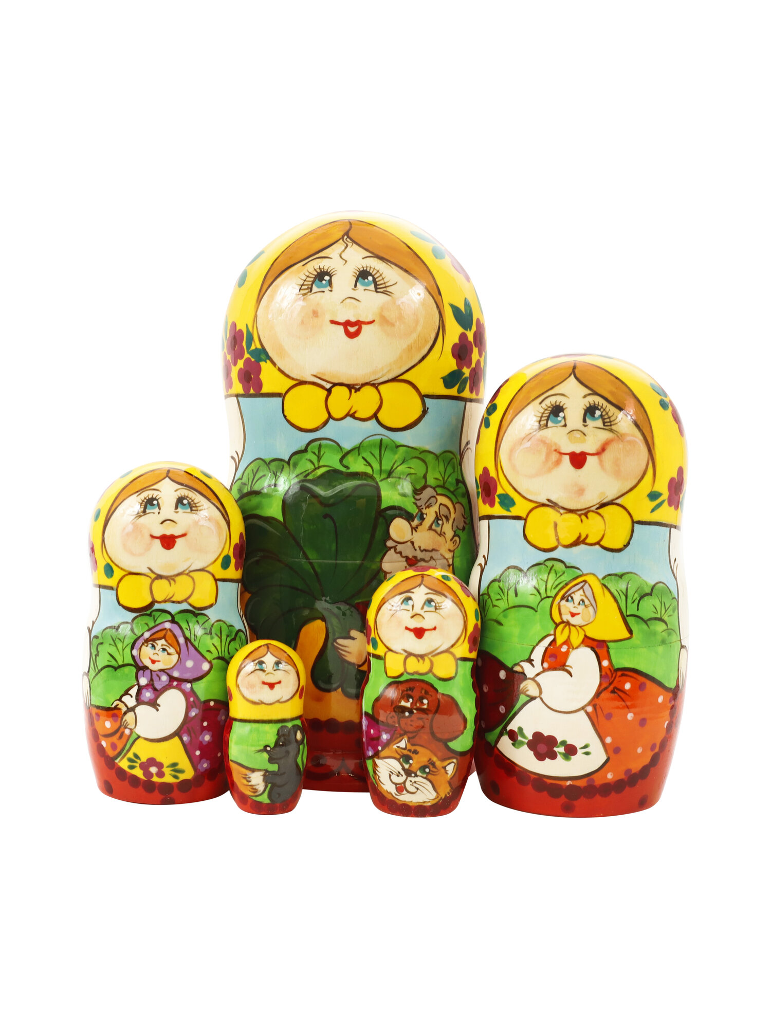 Матрешка "Сказки. Репка", 5 мест, 18см (29066), ручная роспись.