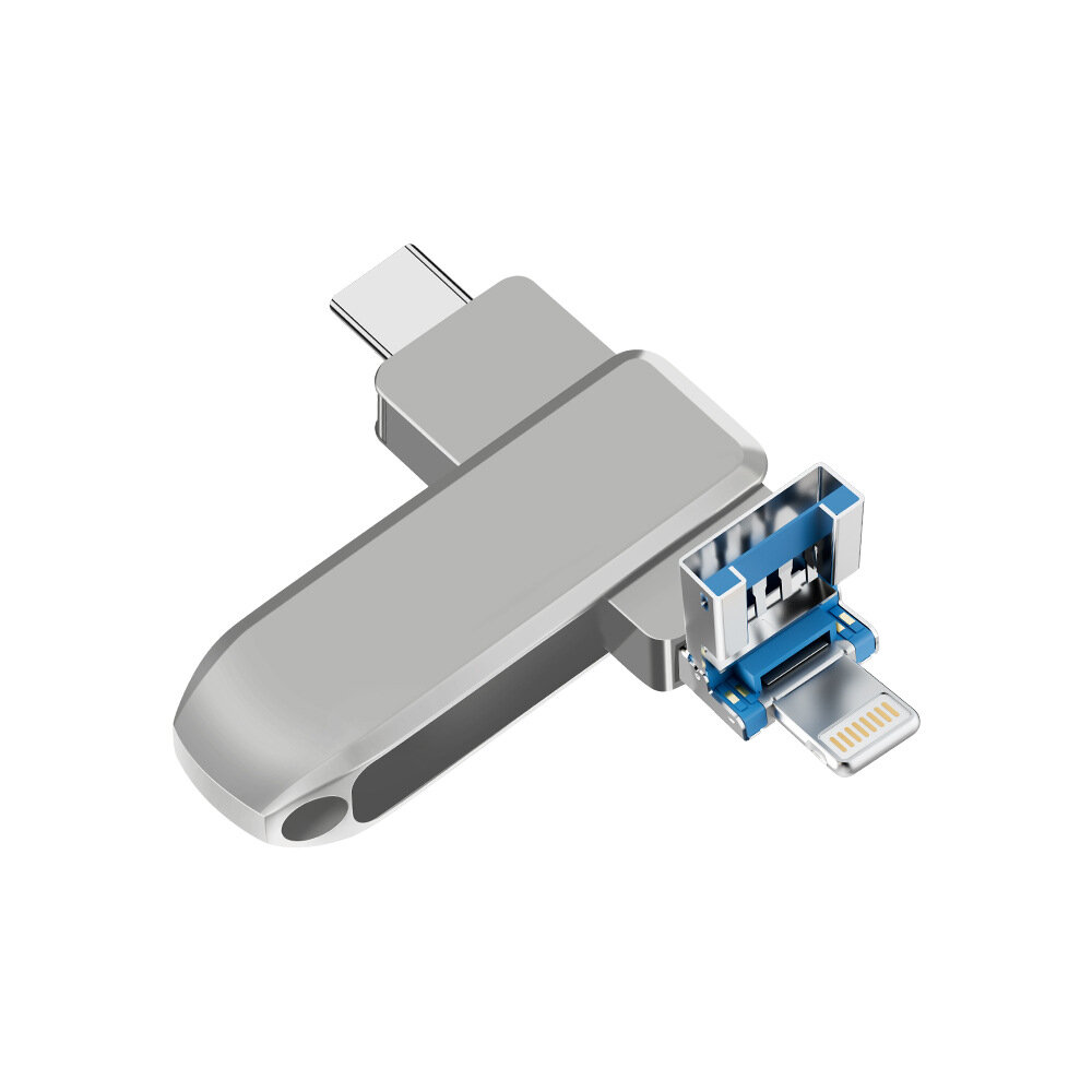 Многофункциональная USB-флешка объемом 1 ТБ для мобильных телефонов и компьютеров, совместимая с Apple, Type-C, Android, флешка 4-в-1, большая емкость 2 ТБ.