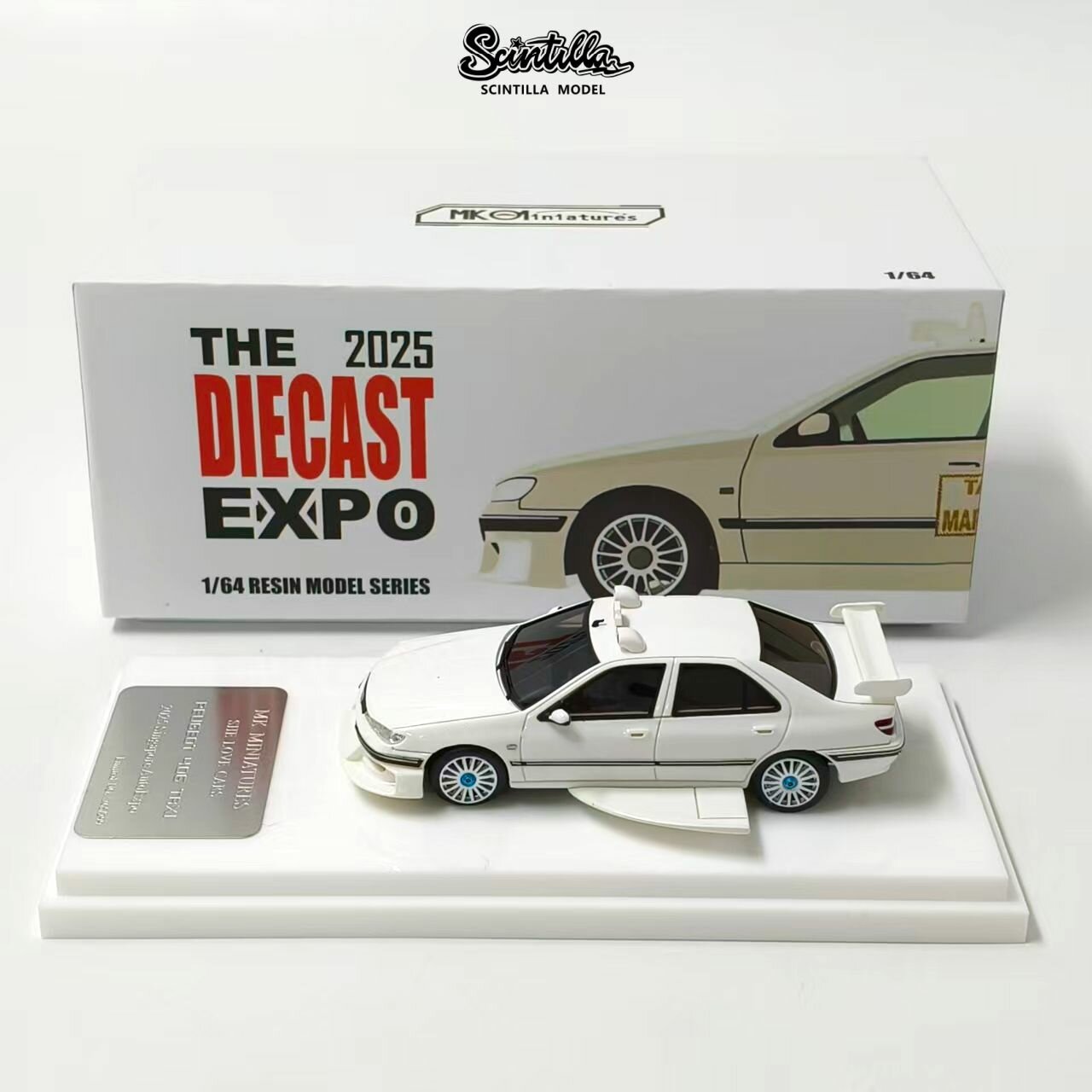 Масштабная модель автомобиля MK Miniatures 1/64 #Peugeot 406 White Alloy Car Model Collection Gift