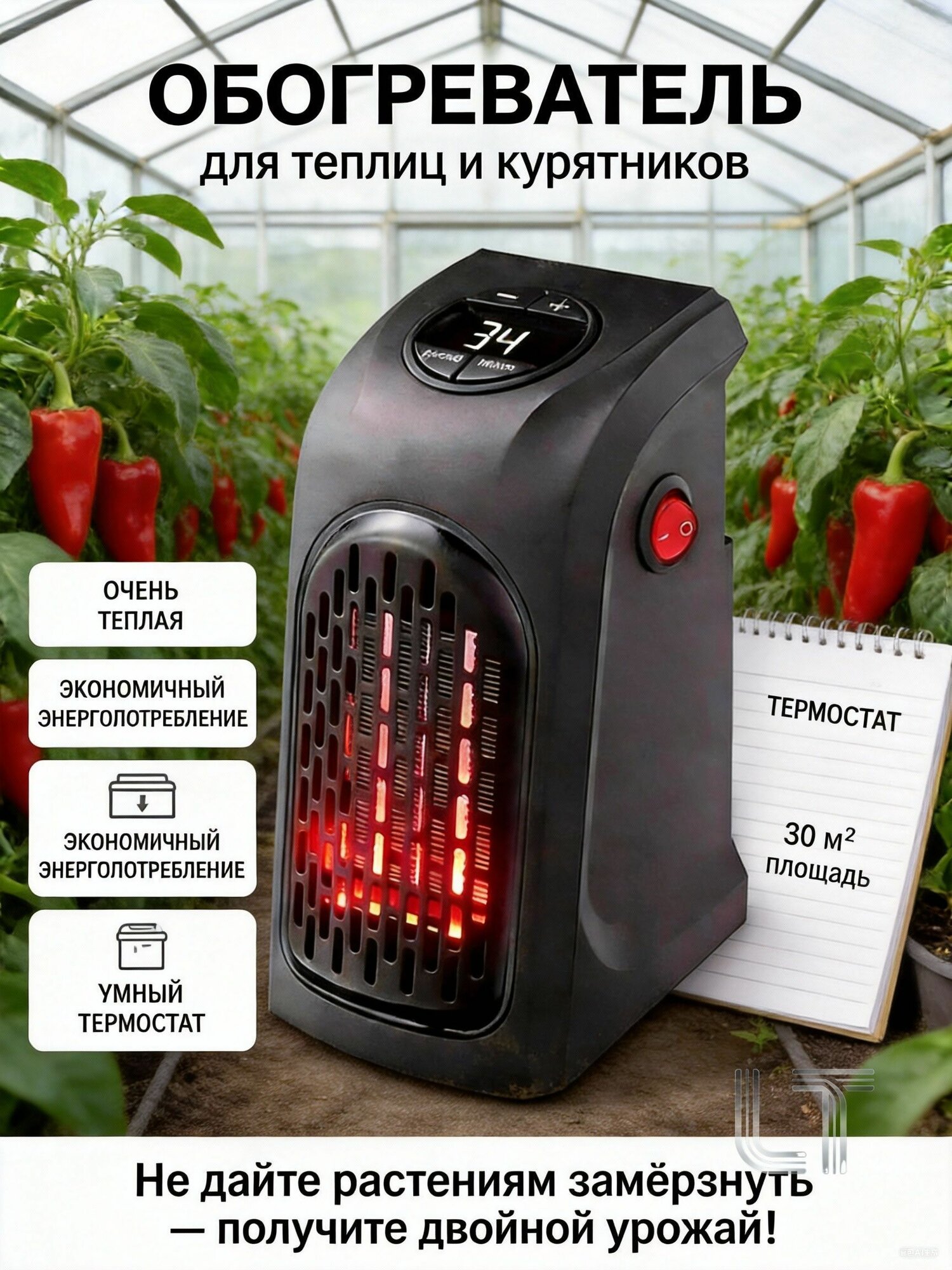 Инфракрасный обогреватель для теплиц с терморегулятором