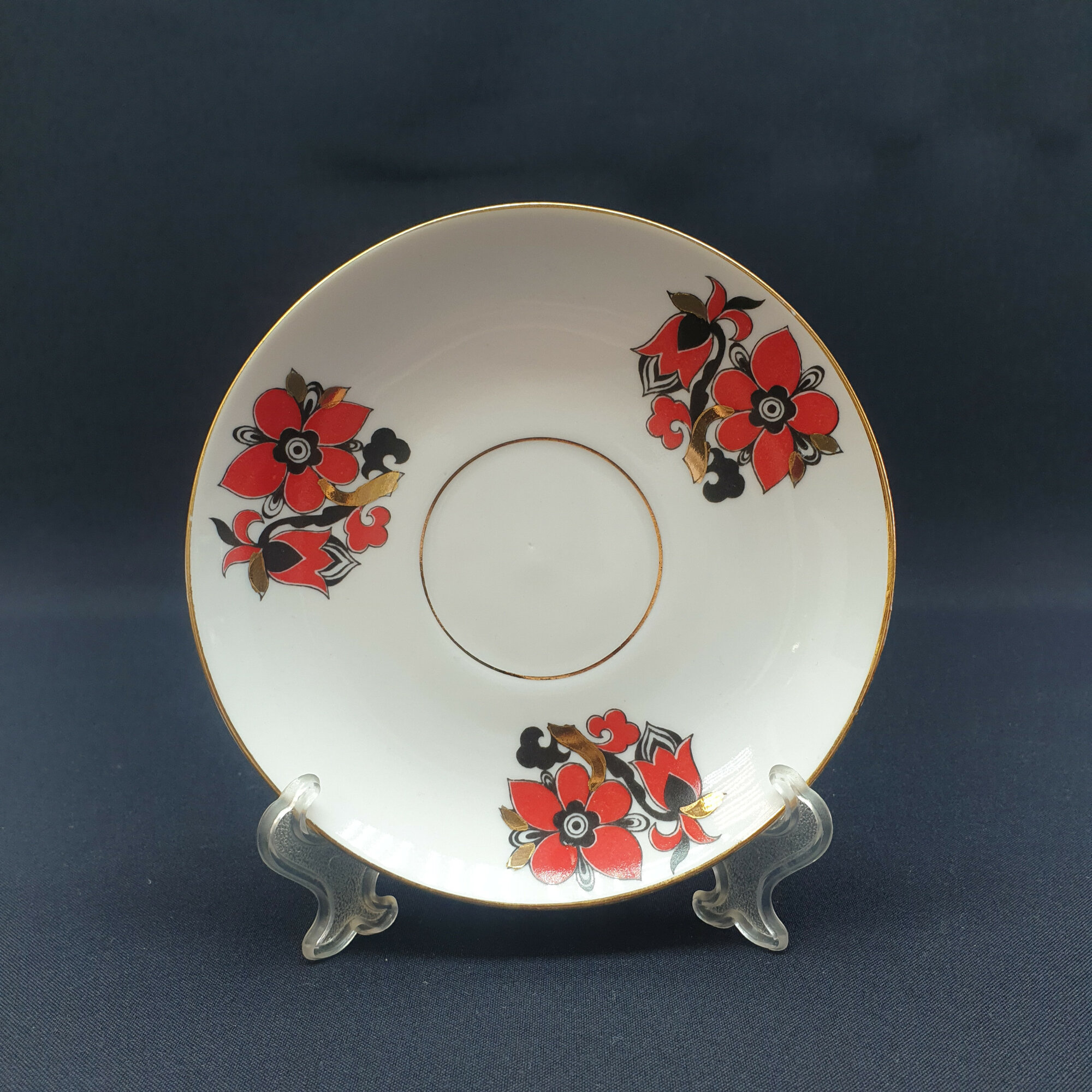 Винтажное чайное блюдце ЛФЗ, фарфор 14 см, СССР