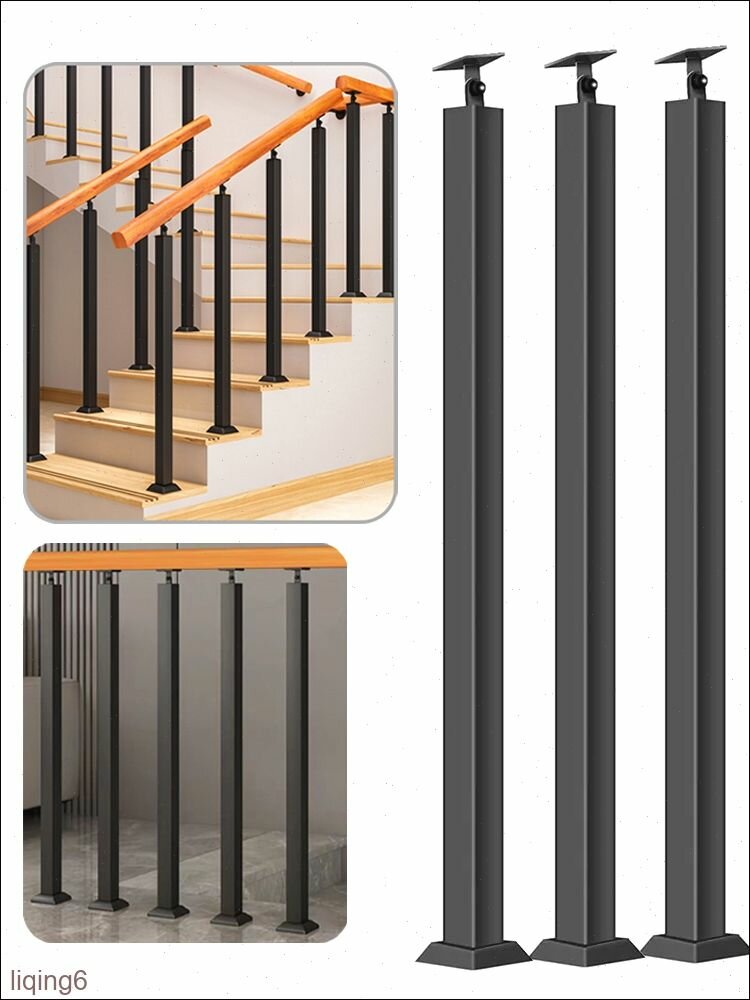 Металлические стойки для лестничных перил, кованые опоры черного цвета с креплениями для дома, лофта, крыльца