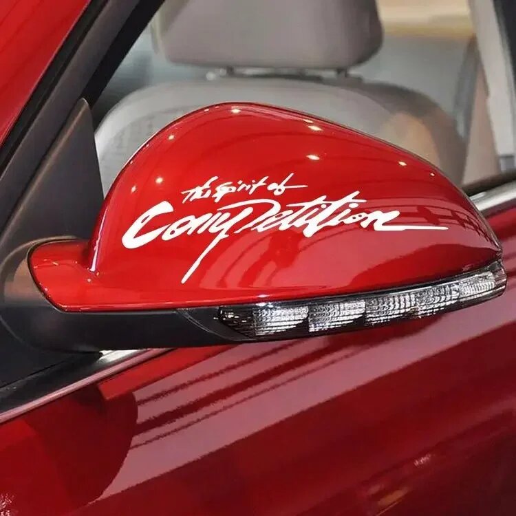 Наклейка на зеркало автомобиля "Spirit of Competition", 14x5 см, Белый