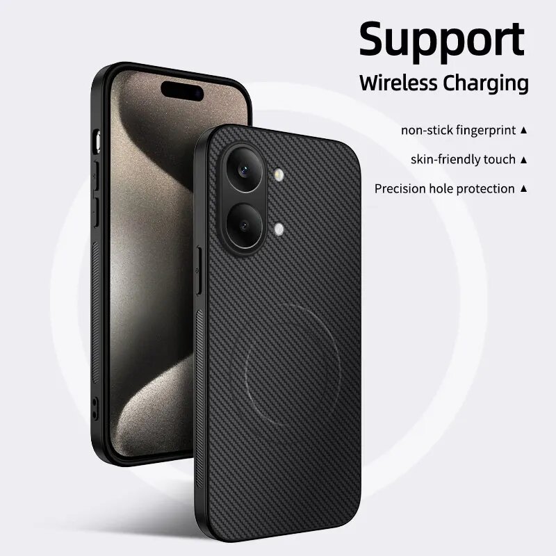 Черный чехол Poco X8 Pro с текстурой карбона