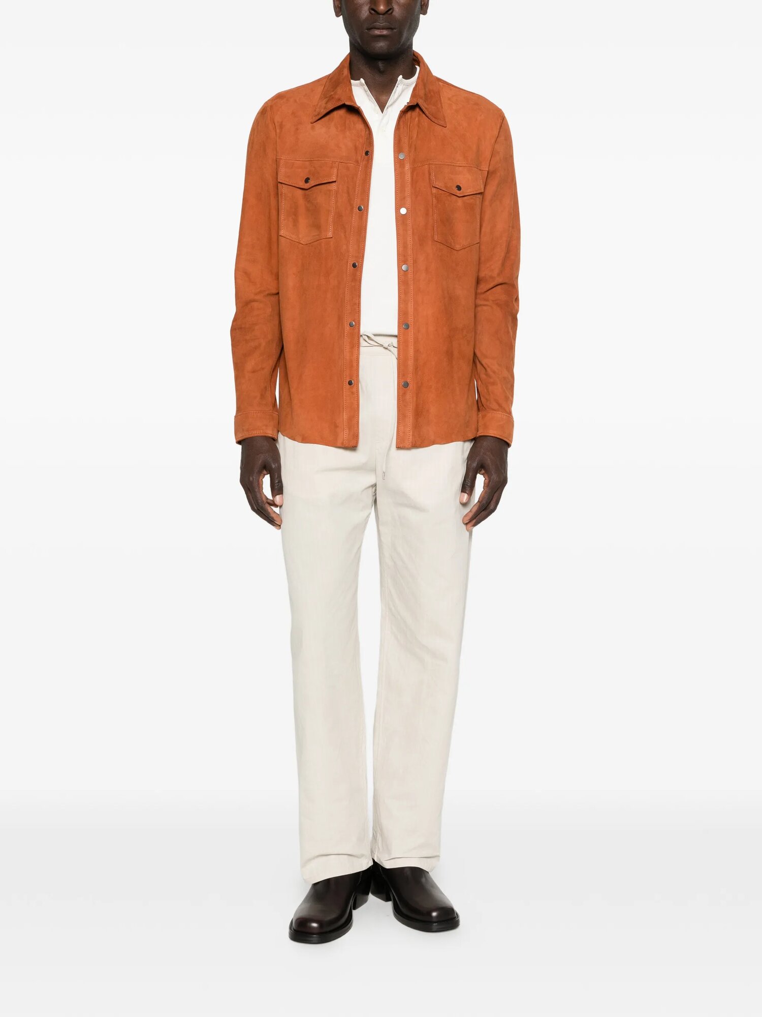 Куртка Salvatore Santoro Buttoned suede shirt jacket, размер 50, brown — фото 1