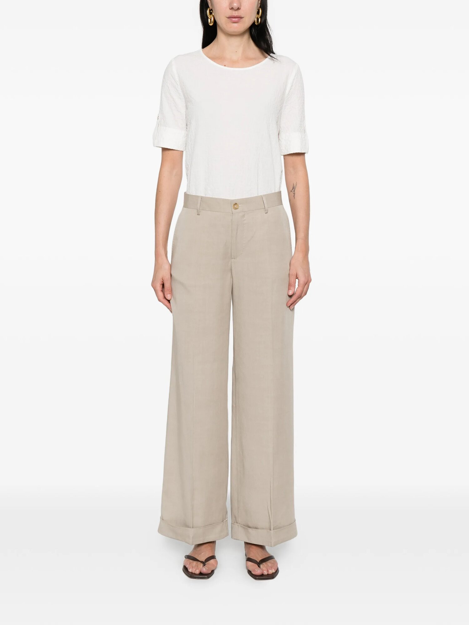 Брюки палаццо L.B.M. 1911 Cuffed palazzo pants, размер 40, разноцветный — фото 1
