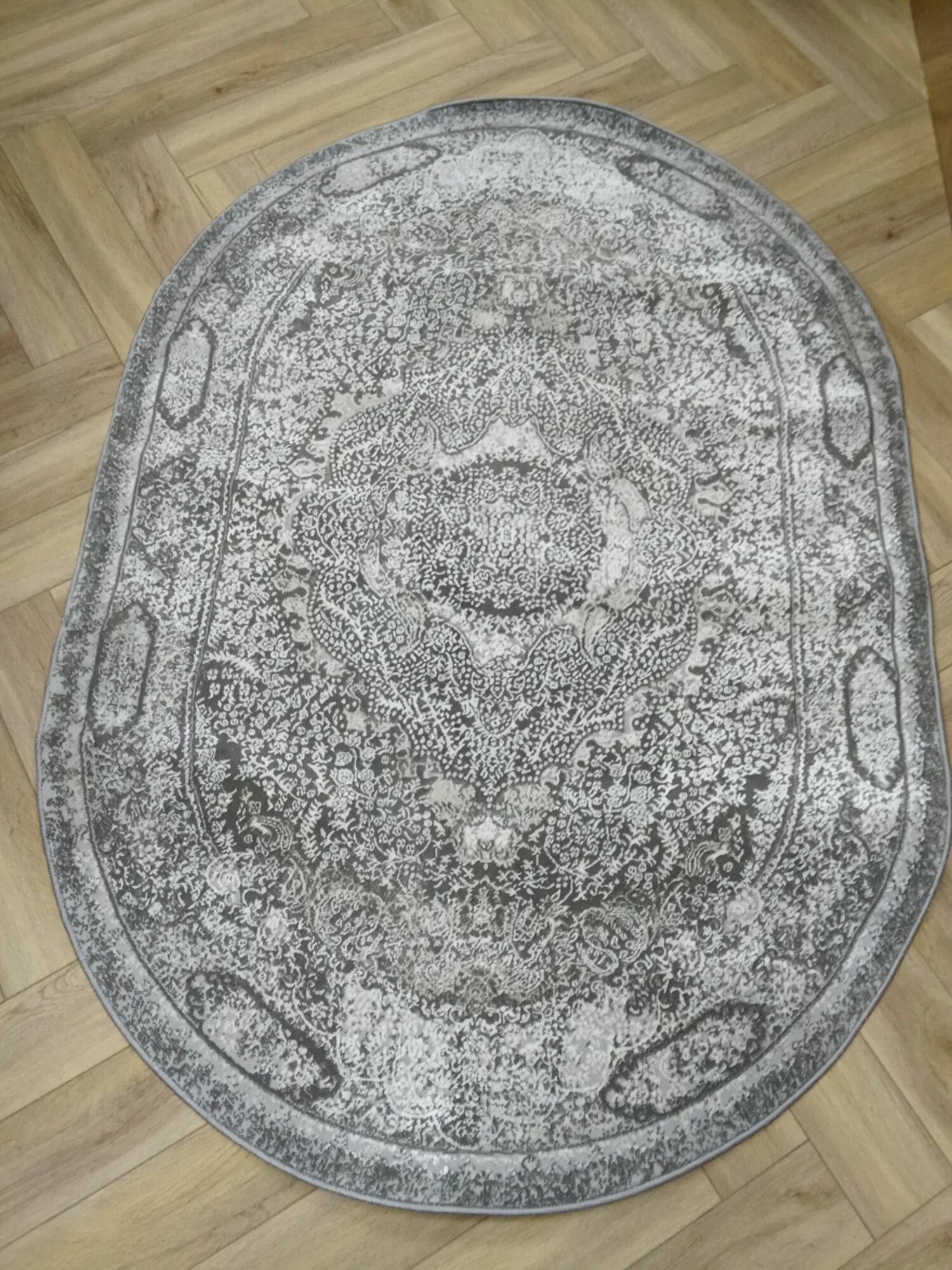 Ковер Kaplanser Shival 3*4м, овальный C702B 18 D. GREY/L. GREY