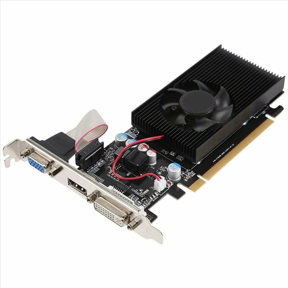 Видеокарта GT210 1 ГБ DDR2 64-бит, совместимая с PCIe 2.0.