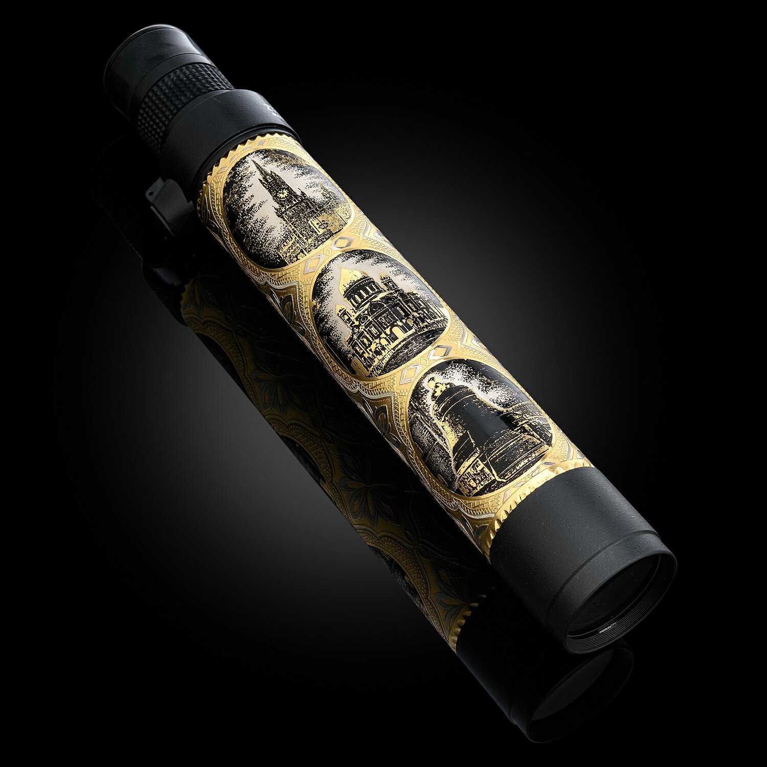 0069335 Златоуст труба подзорная "виды москвы" Сталь, Латунь, чернение серебра, в П/У