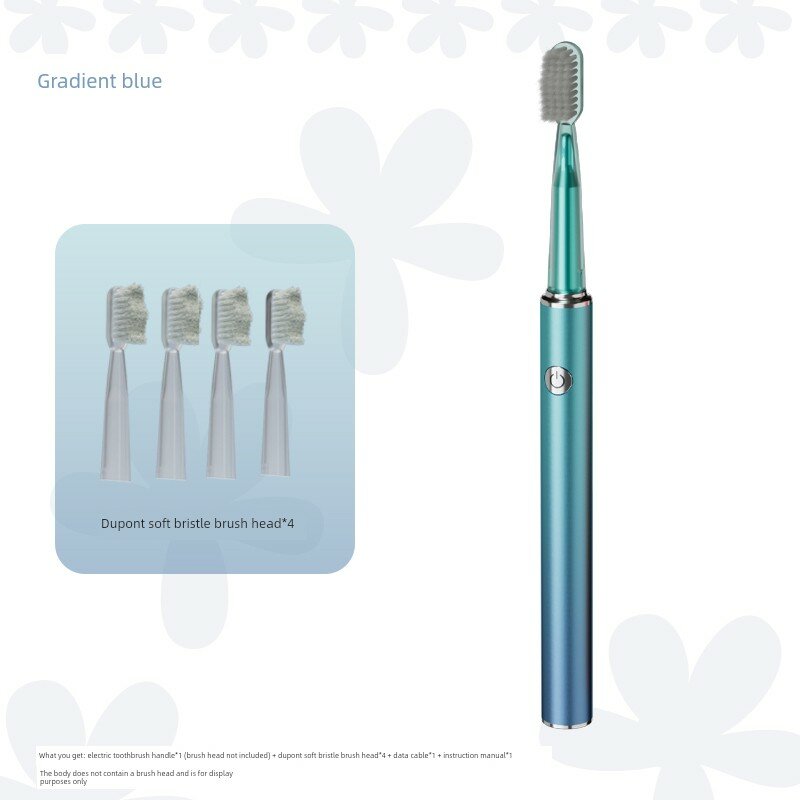 Металлическая электрическая зубная щетка Ebonee для взрослых, с звуковой вибрацией, мягкой щетиной, мужские и женские