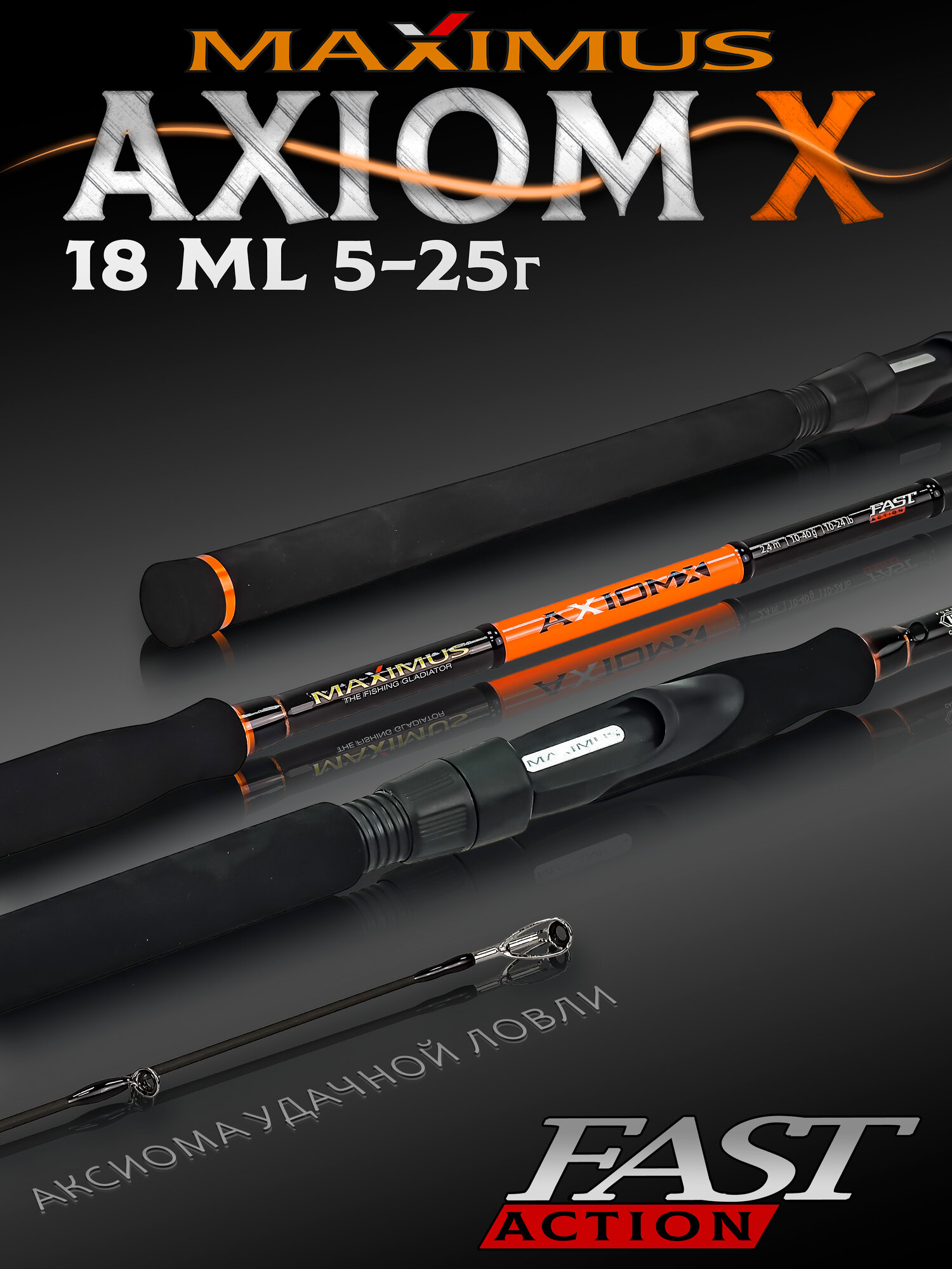 Спиннинг Maximus AXIOM-X 18ML 1,8m 5-25 грамм, спиннинг для рыбалки на щуку, штекерный, 180 см