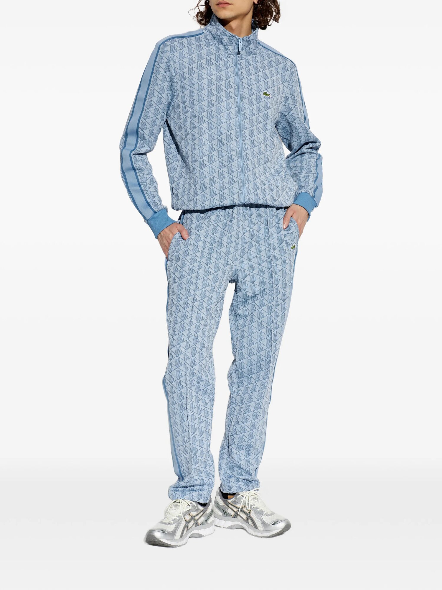 Толстовка LACOSTE Monogram-patterned sweatshirt, размер XL, , синий — фото 1