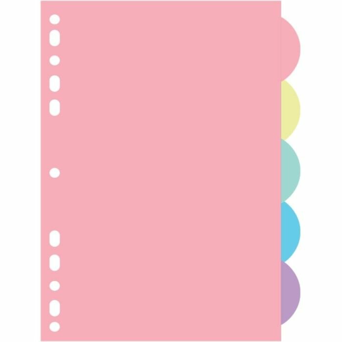 Разделитель листов deVENTE A5 210x165 мм цветовой, 5 листов, "Pastel", полипропилен 140 мкм