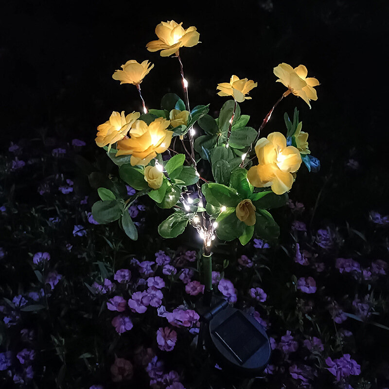 Солнечная LED-лампа для сада с желтой цветочной декорацией, теплый белый свет для балкона и сада
