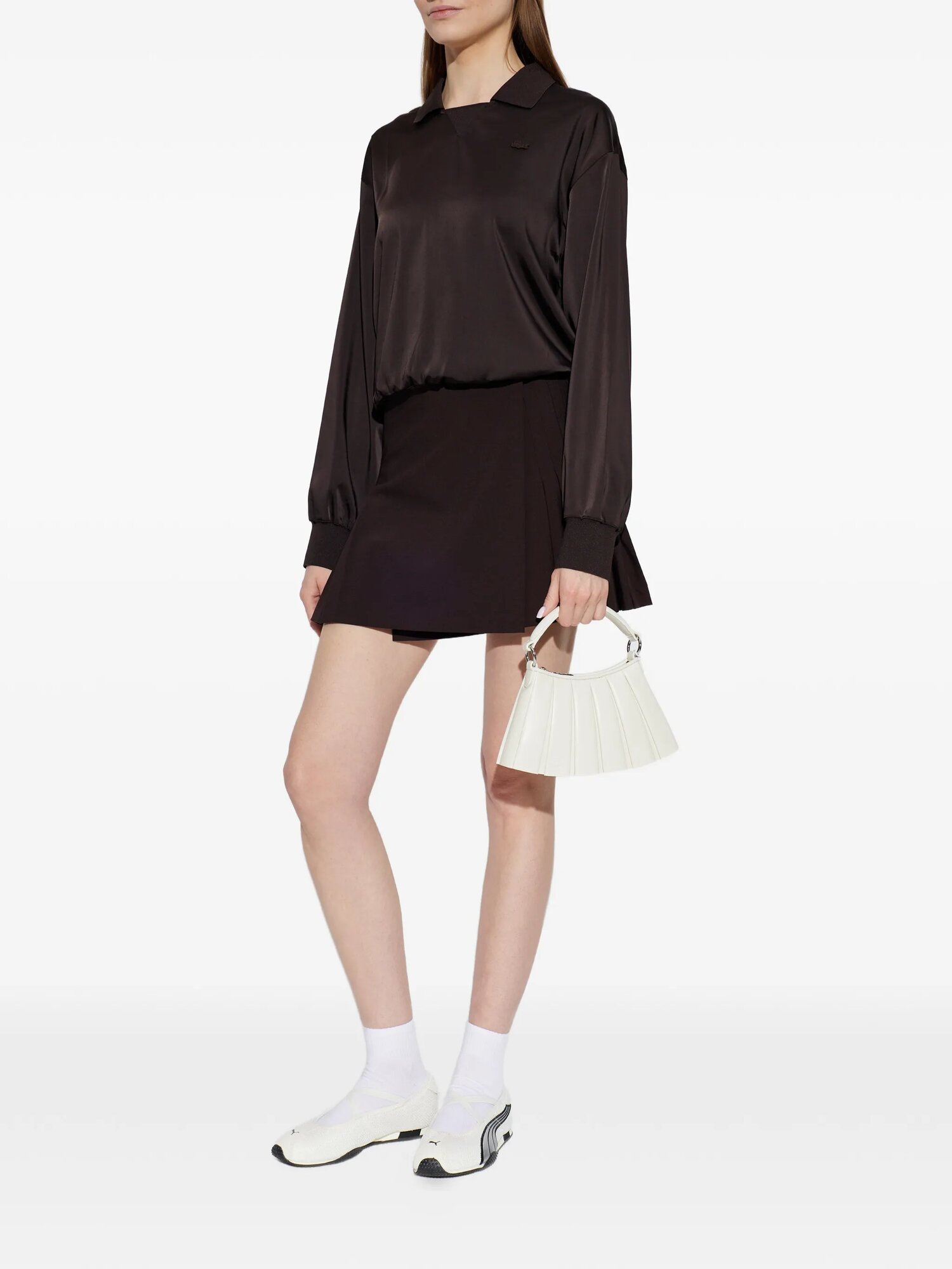 Юбка LACOSTE Wrap pleated mini skirt, размер 38 EU, brown — фото 1