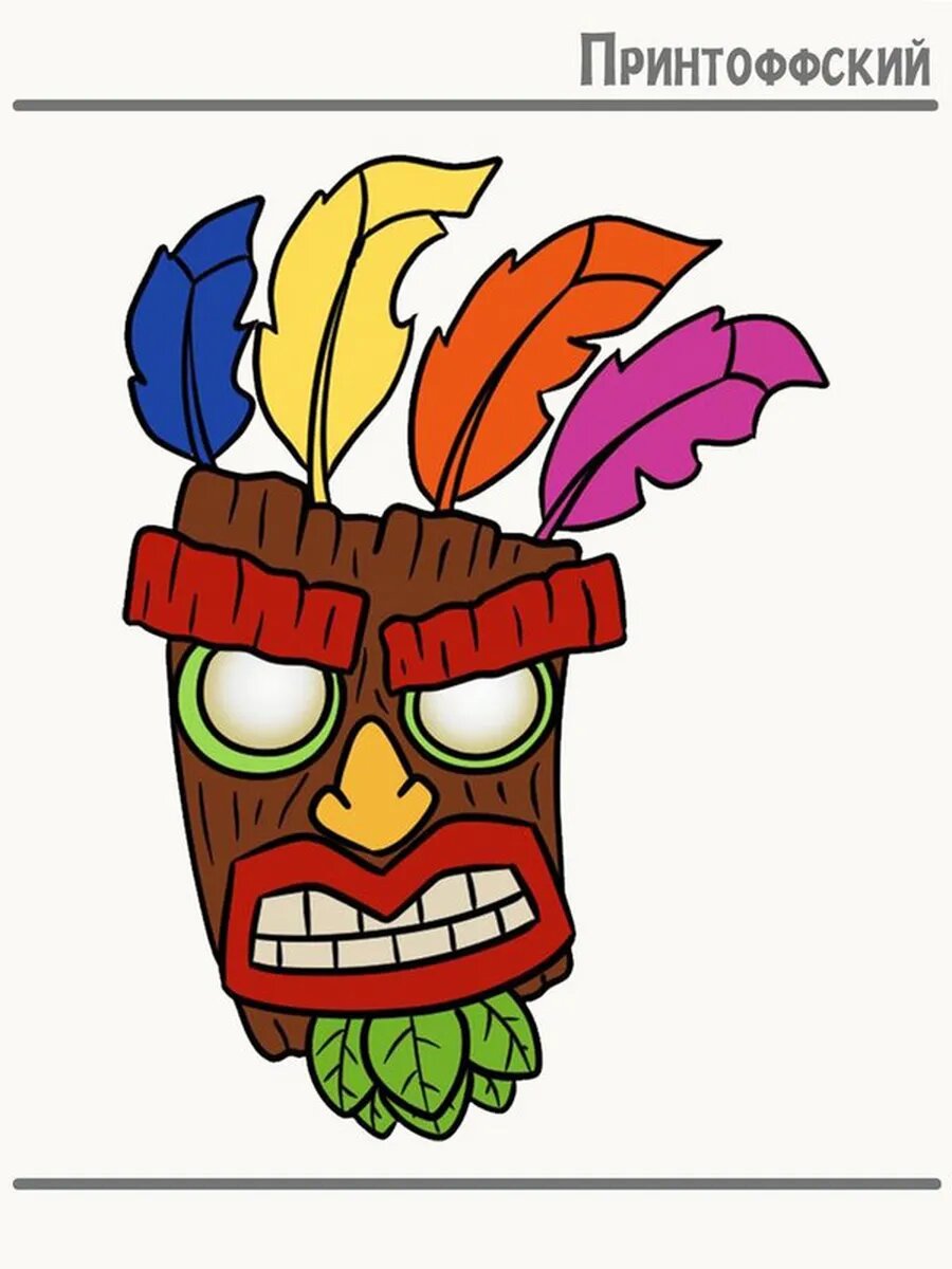 Термонаклейка для одежды и аксессуаров DTF-печать Aku Aku (Crash Bandicoot)