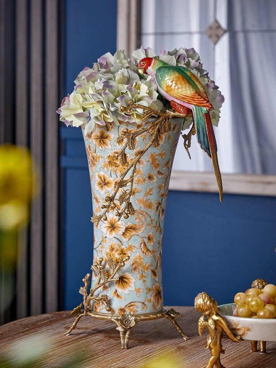 31G2704/A1281HC/HLG1935 Ваза с птицей 26х21х44см, настольная, Glasar