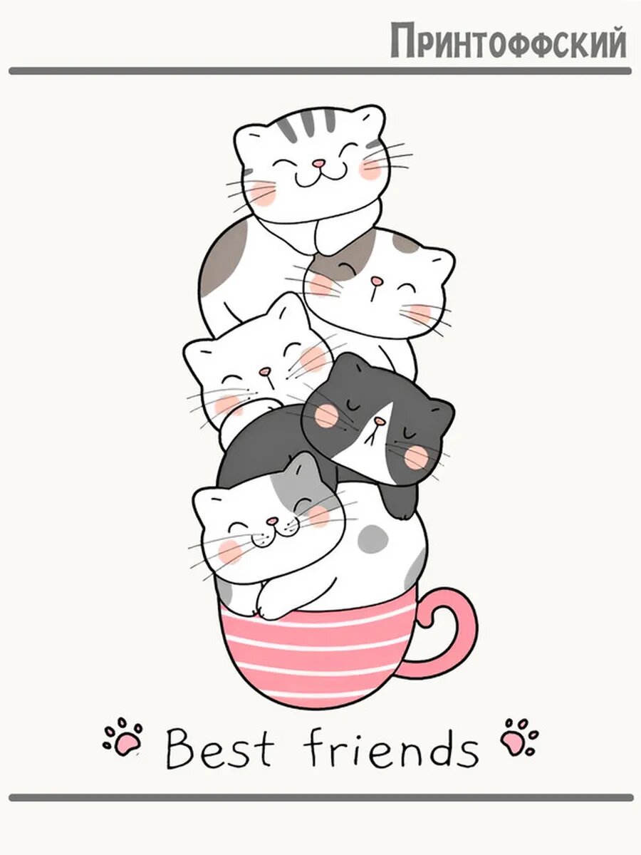 Термонаклейка для одежды и аксессуаров DTF-печать Котята|Best friends