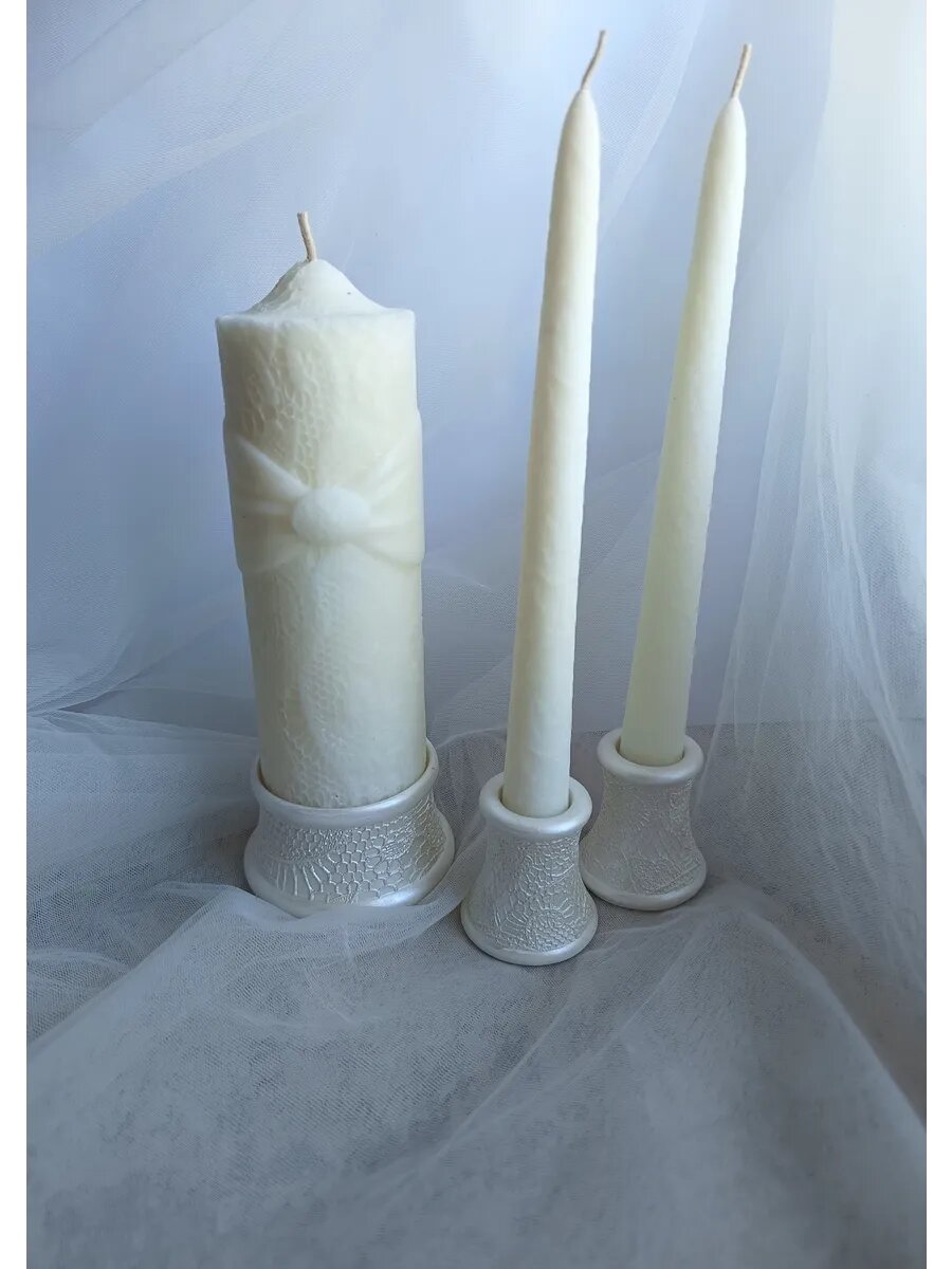Набор свадебных свечей "Кружевная вуаль"