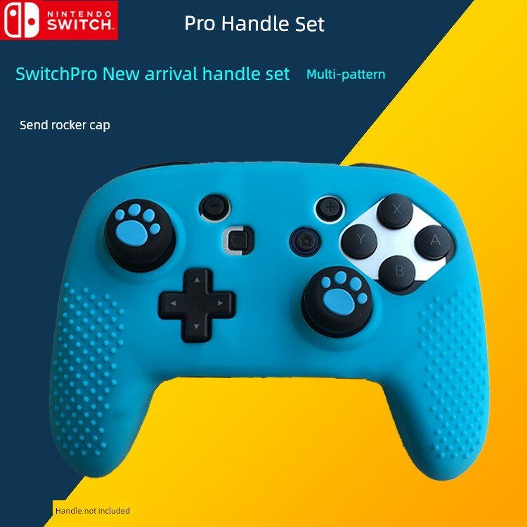 Силиконовый камуфляжный чехол для контроллера Nintendo Switch Pro с съемной ручкой - Синий