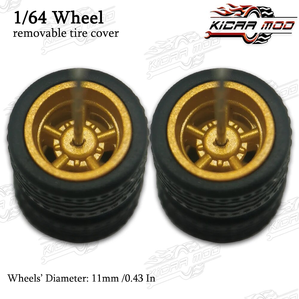 Колеса 1/64 Hot Wheels Gold с резиновыми шинами