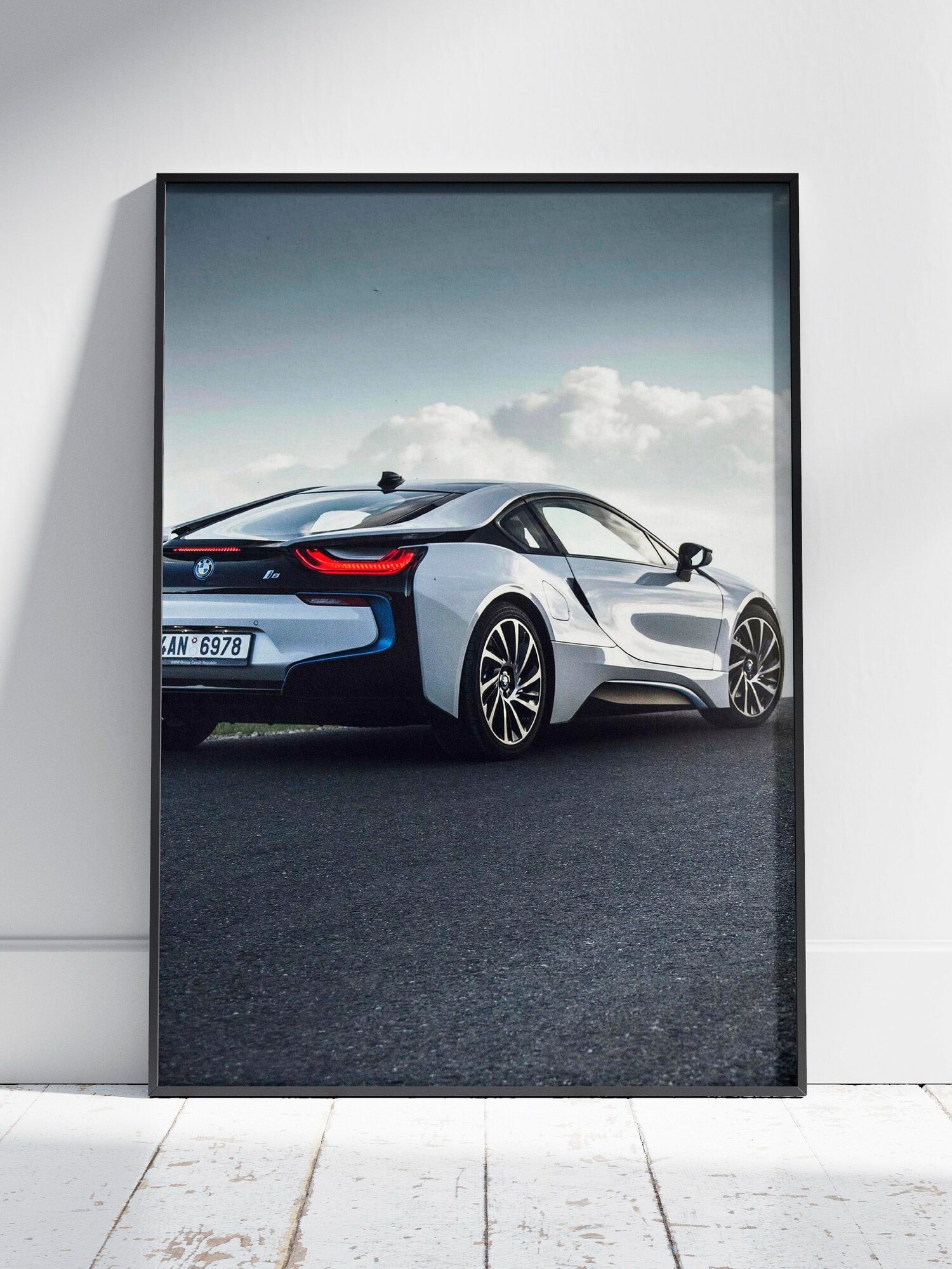 Плакат на стену для интерьера Легенды Авто (БМВ i8 - BMW i8 3) - Постер по машине формата A4 (21x30 см)
