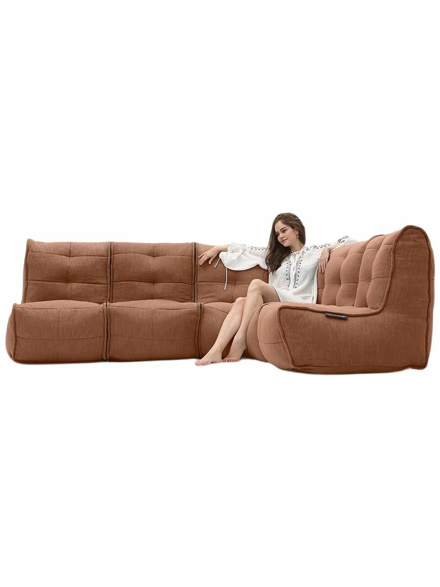 Бескаркасный модульный угловой диван Mod4 L Sofa - Terra Cocta (шенилл, терракотовый) - для небольших помещений: для дома, дачи, офиса (нераскладной)