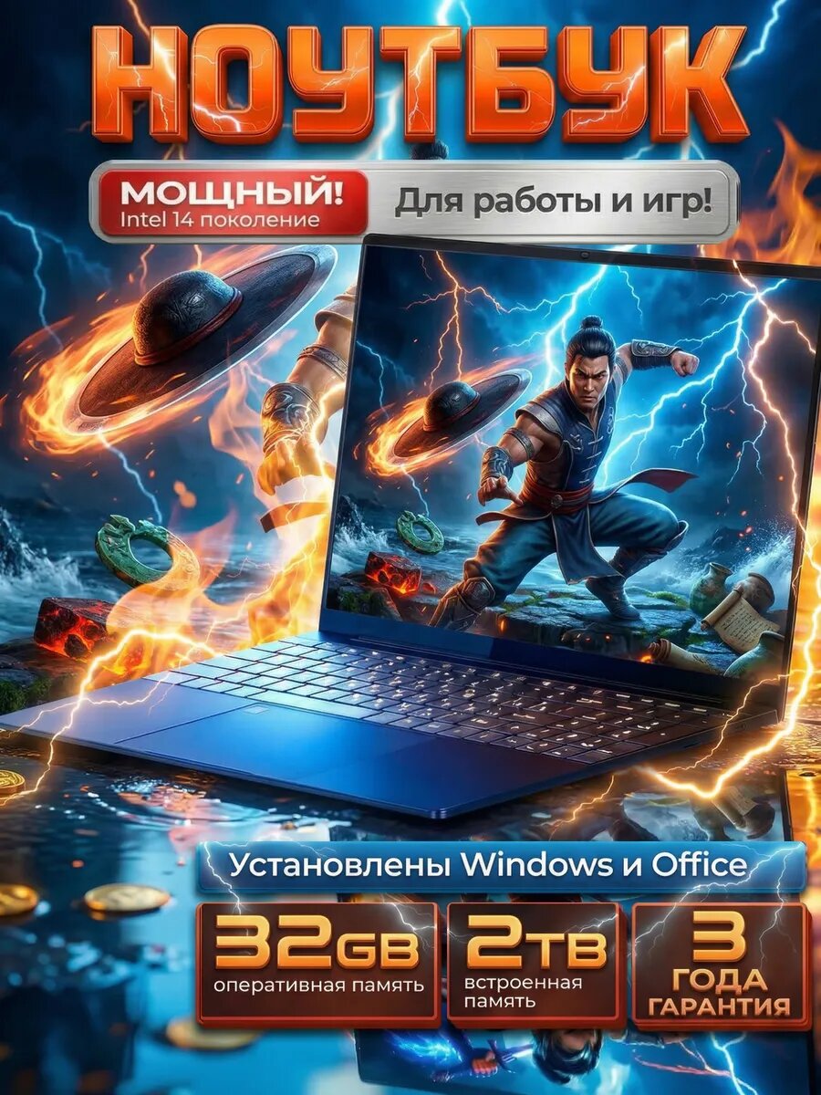Ноутбук Intel Core i7-14700HX, 32GB RAM, 2048GB SSD, 2026 + Office