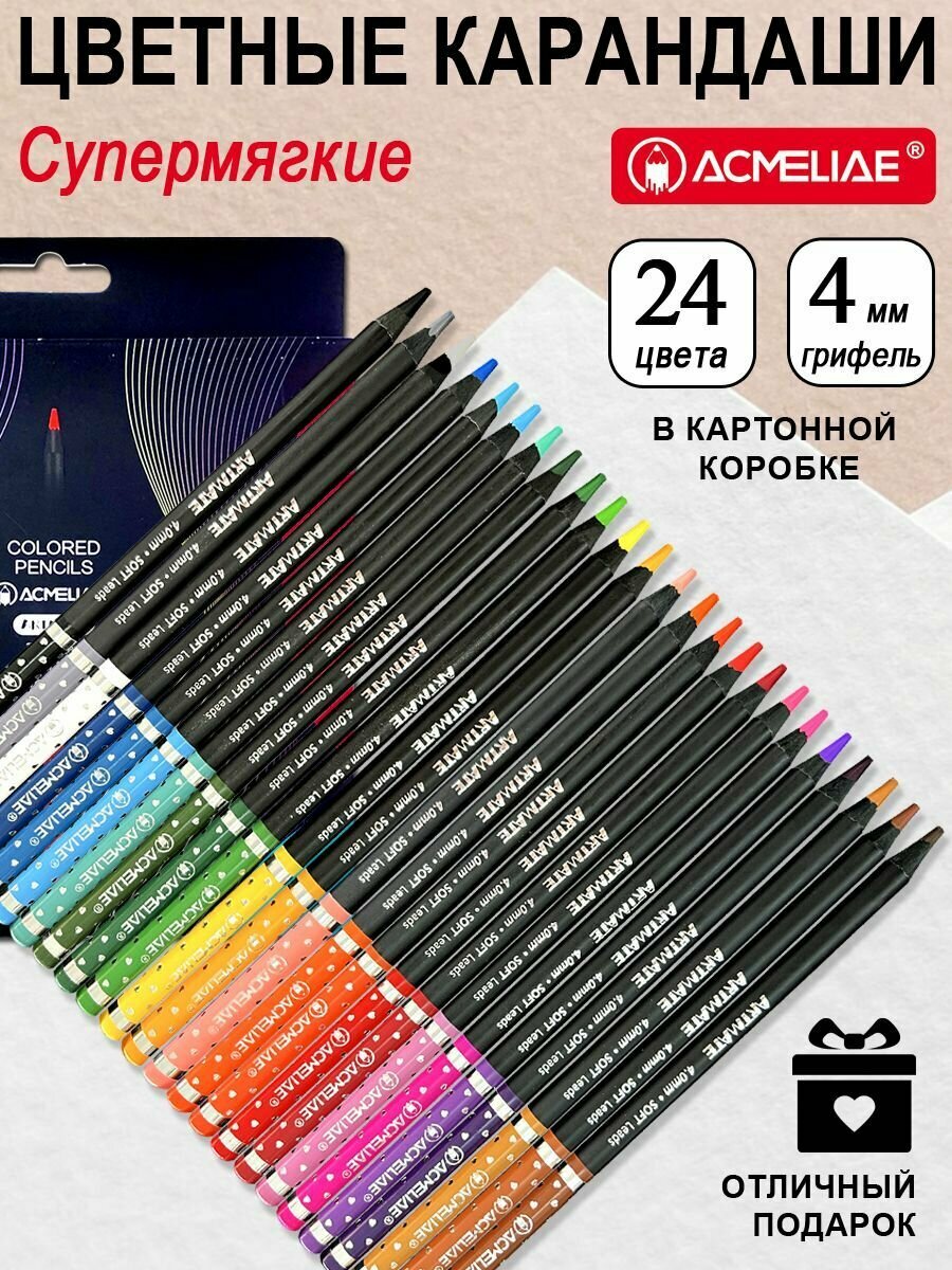 Набор цветных карандашей Blackwood Artmate 24 цвета, в картонном футляре набор карандашей цветные карандаши художественные карандаши карандаши 24 цвета