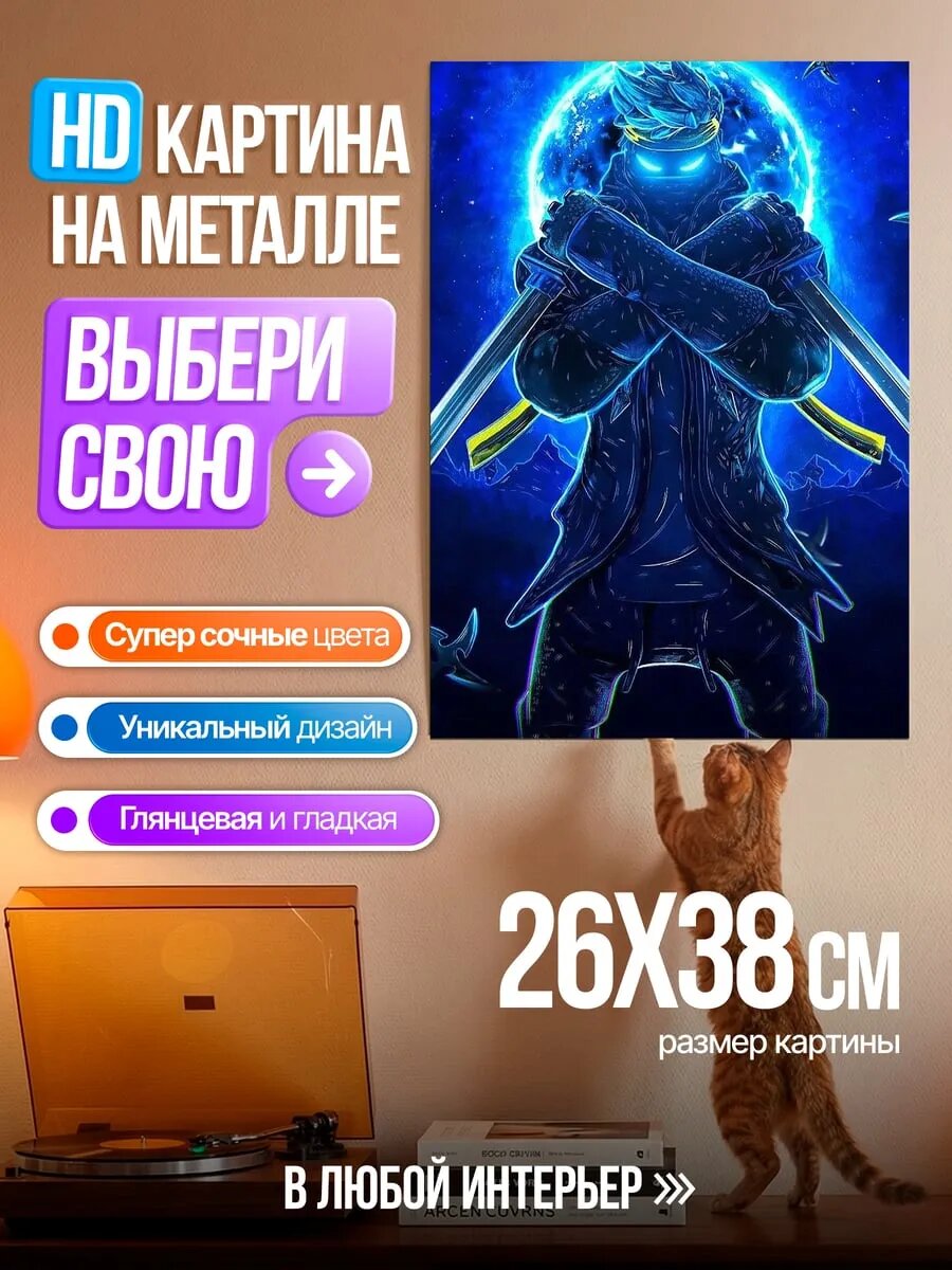 Картина на HD металле Синий ниндзя