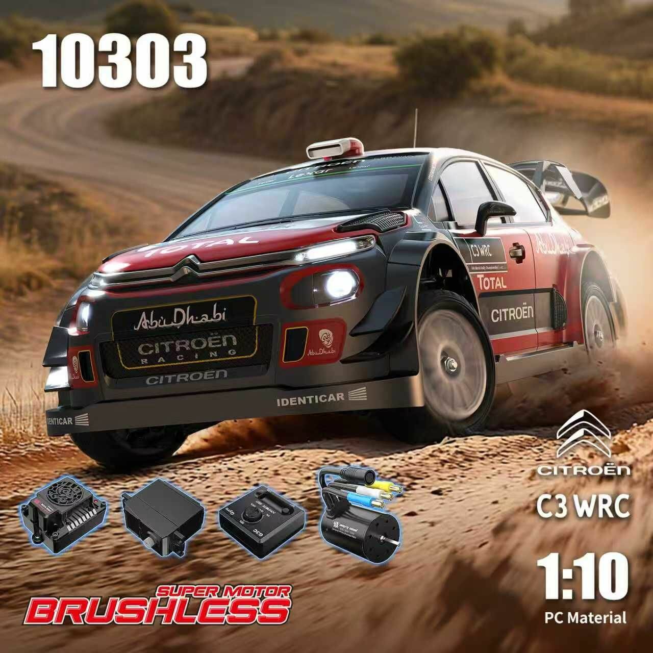 Радиоуправляемая модель 1:10 Citroën C3 WRC MJX 10303 — бесколлекторный раллийный дрифт для гонок и коллекции RC