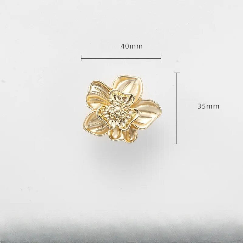 Ручка для шкафа золотистая, zinc alloy flower