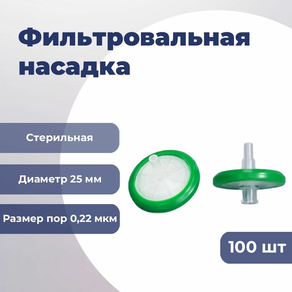 Фильтровальная насадка, 0,22 мкм, 25 мм, PES/Flux, Fudau (100 шт.) FDCELL (Fudau) L521025