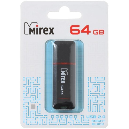 Флэш накопитель Mirex 64 Гб KNIGHT BLACK USB 2.0 (13600-FMUKNT64)