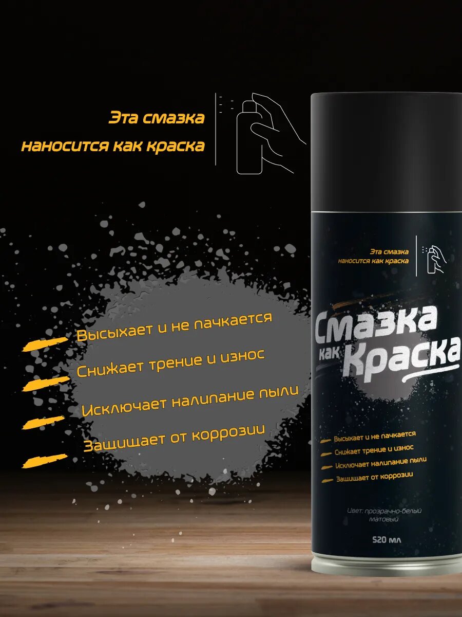 MODENGY Смазка как Краска (520 мл) – универсальная сухая смазка с тефлоном (PTFE)