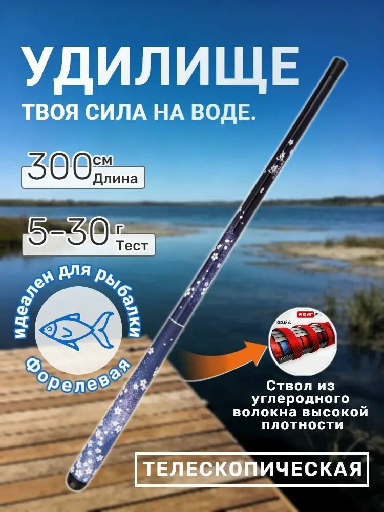 Удилище компактное и прочное для спонтанной рыбалки в поездках и на природе
