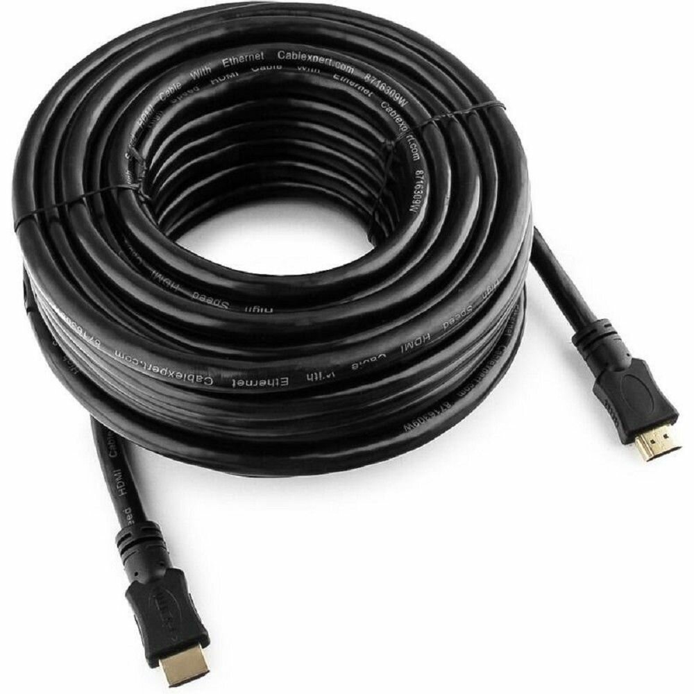 Кабель HDMI Gembird, 15м, v1.4, 19M 19M, черный, позол. раз, экран, пакет (CC-HDMI4-15M)
