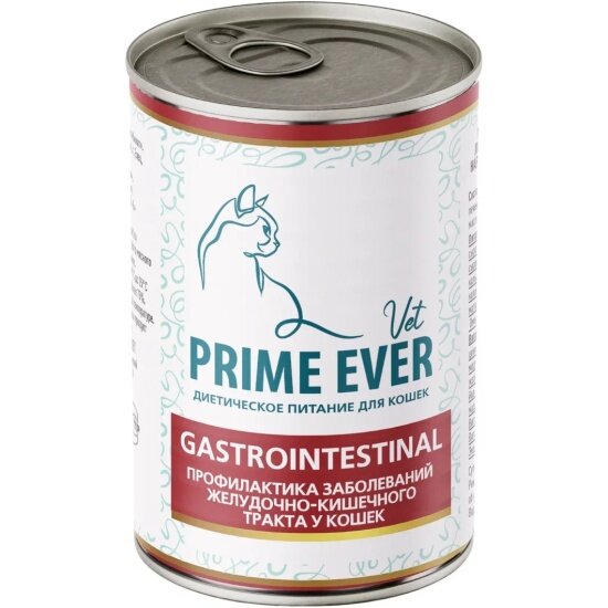 Корм влажный Prime Ever VET Gastrointestinal для нормализации работы ЖКТ диета для кошек , 12шт х340 г