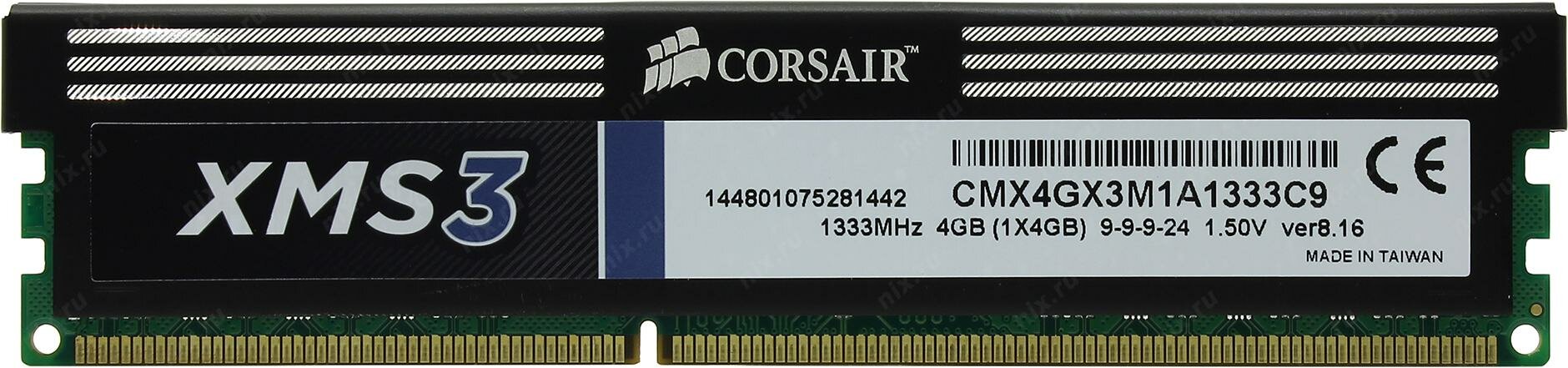 Corsair 4ГБ DDR3 XMS3 CMX4GX3M1A1333C9 DDR3 DIMM 4Gb PC3-10600