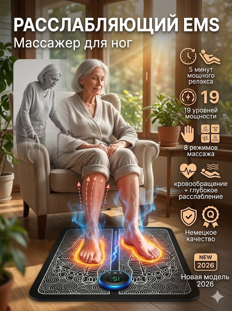 Тренажёр-миостимулятор EMS Foot Massager для стоп, массажер для ног