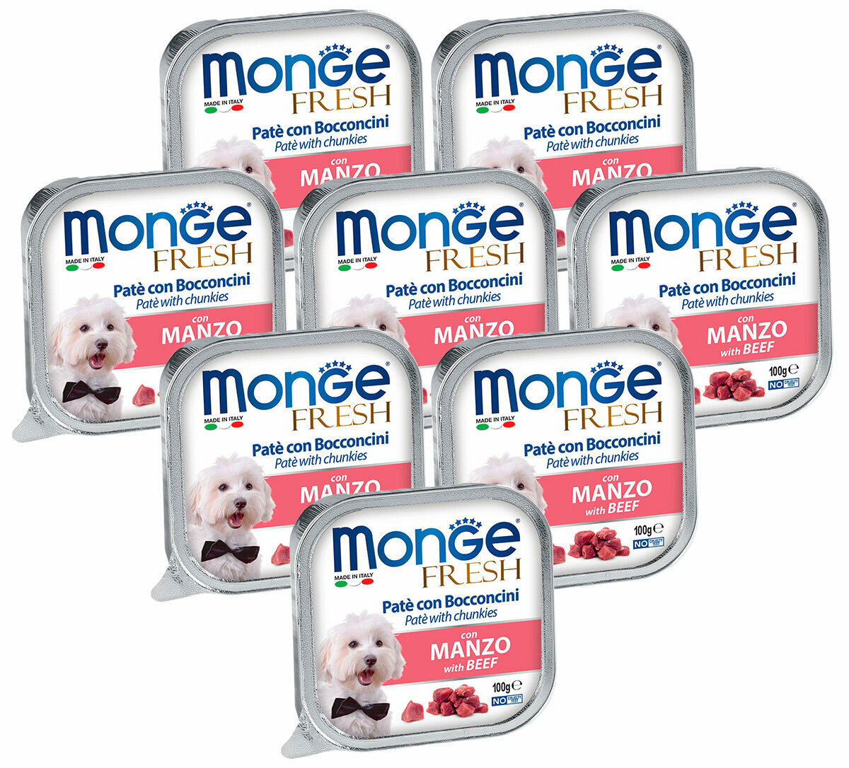 Корм влажный Monge Fresh Dog для взрослых собак паштет с говядиной, 100 г 8 шт